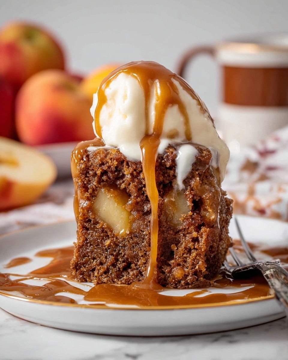 Vegan Apple Sticky Toffee Pudding with Toffee Sauce | Cozy Dessert