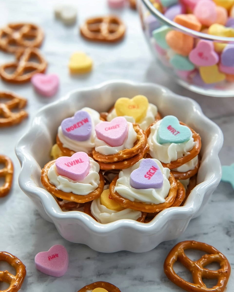 Heart-Shaped Pretzel Candies with Candy Heart Fillings – Fun & Delicious